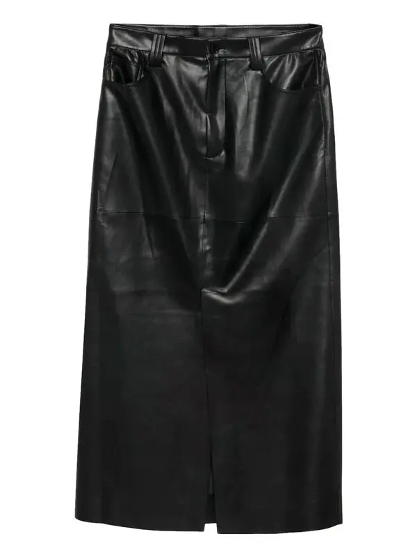 LESS Long Leather Skirt - Black