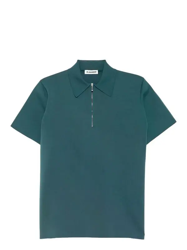 JIL SANDER Ribbed Polo Top - Green