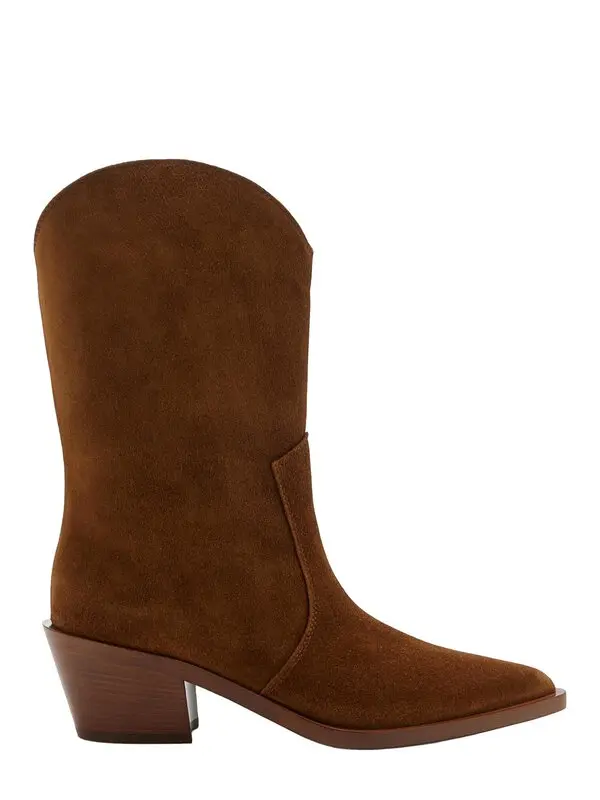 GIANVITO ROSSI Suede Western Boots - Tan