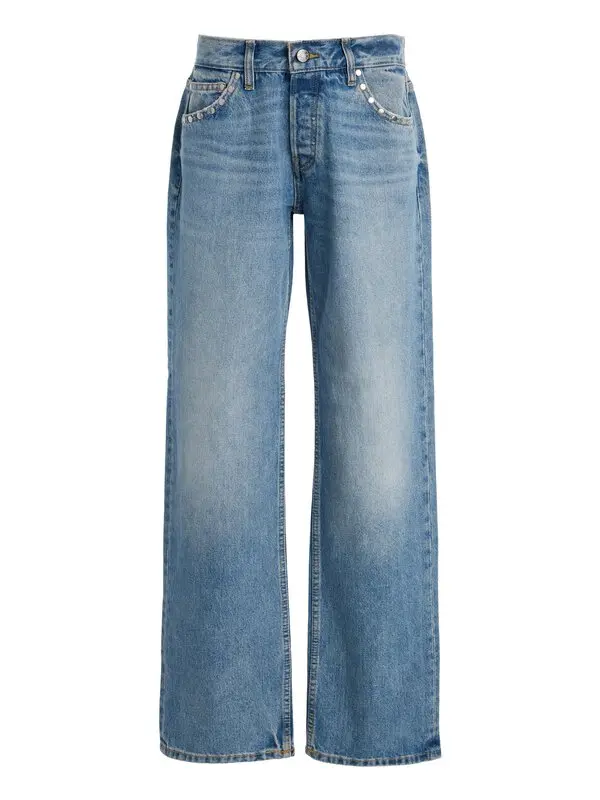 EB DENIM Studded Baggy Jeans - Light Wash