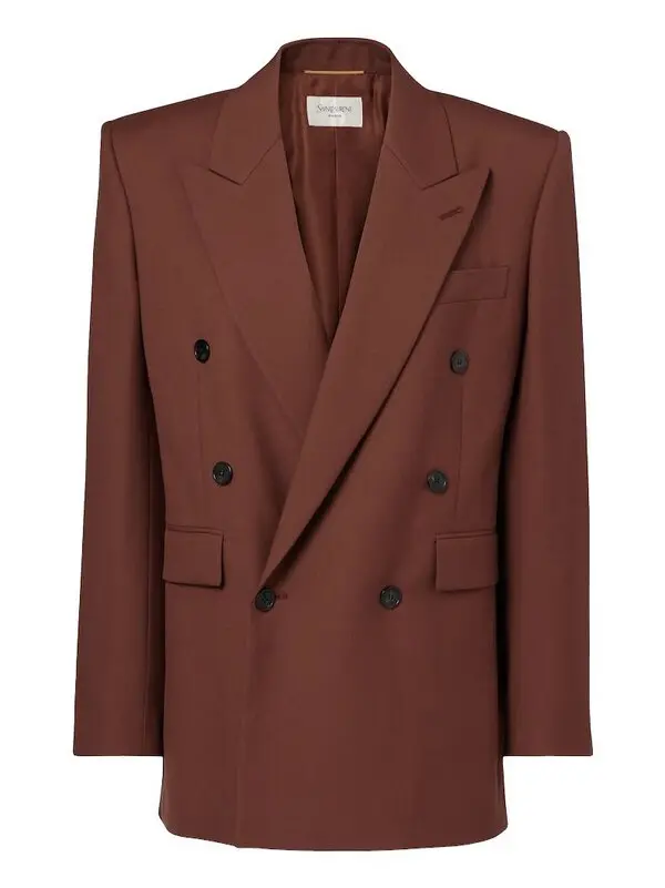 Saint Laurent Double-breasted Wool Gabardine Blazer - Brown