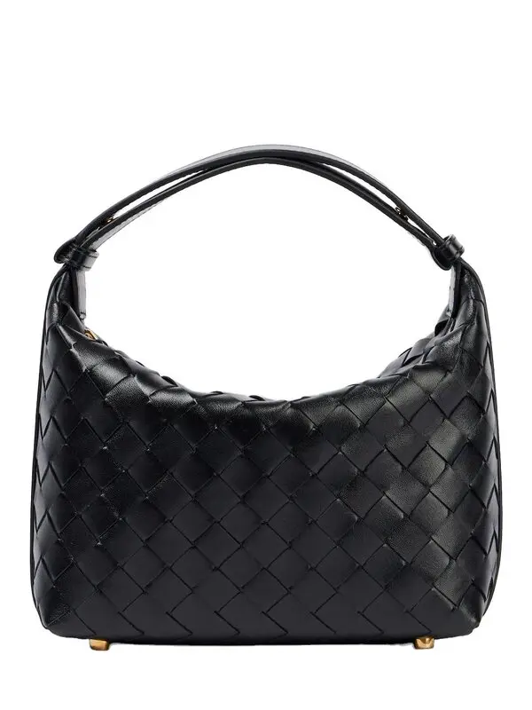 Bottega Veneta Wallace Mini Intrecciato Leather Shoulder Bag - Black