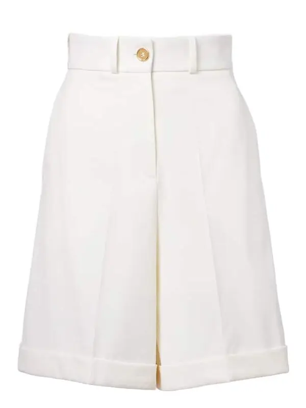 Patou High-rise Cotton Gabardine Bermuda Shorts - White