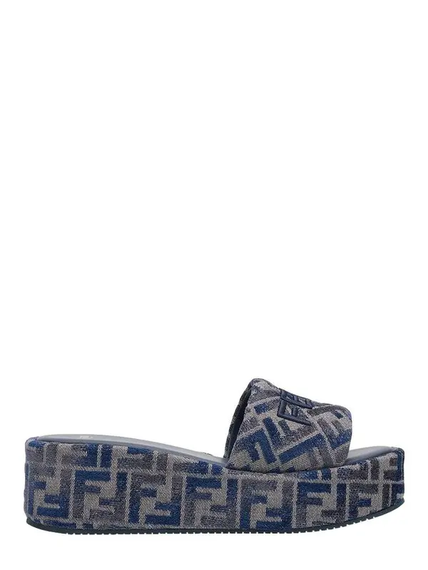 Fendi Sunshine Ff Chenille Jacquard Platform Sandals - Blue