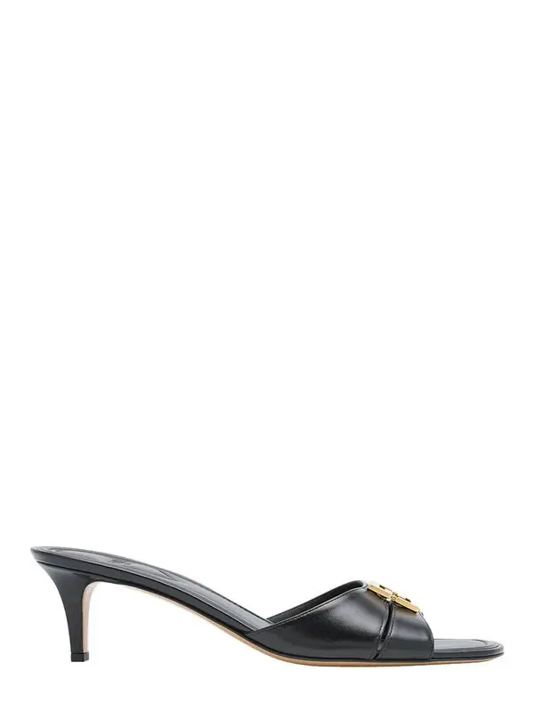 Fendi Fold Leather Kitten-heel Sandals - Nero