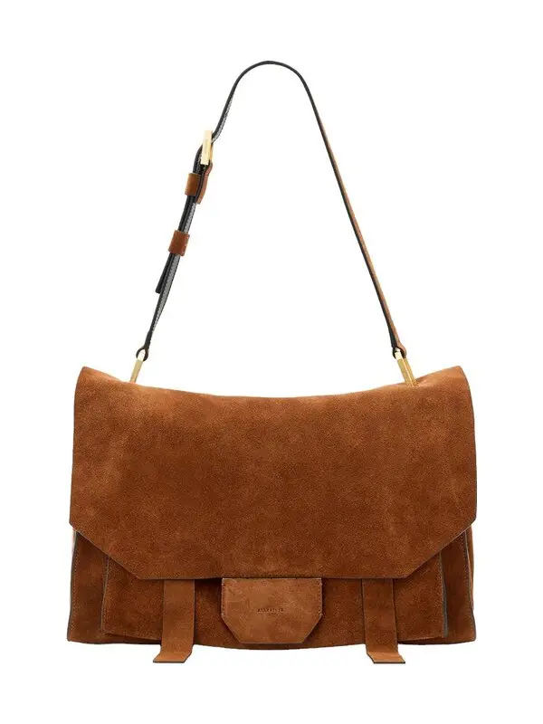 ALLSAINTS Ursa Nubuck Leather Satchel - Cognac Brown