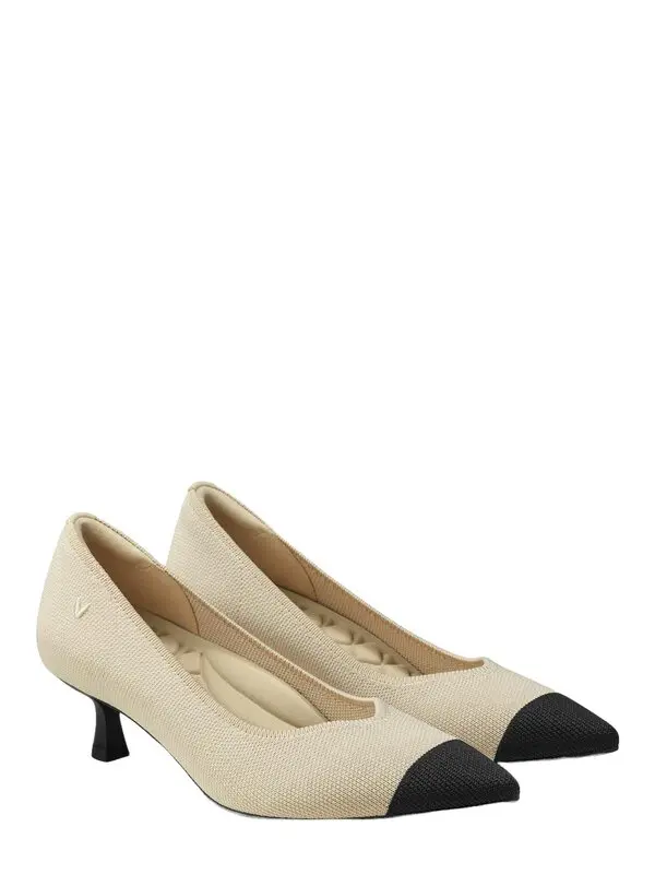 Vivaia Scarlett Pointed-toe Kitten Heels - Cream Ivory & Black