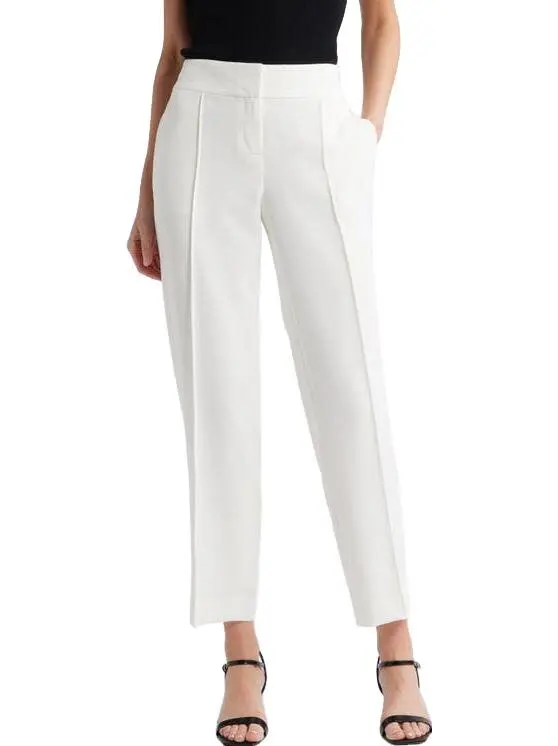 KASPER Flat Front Slim-fit Pants - Vanilla Ice