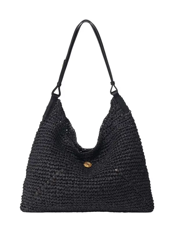 ORYANY Raffia Triangle Shoulder Bag - Black