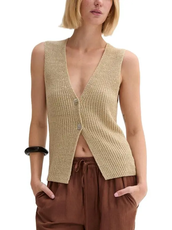 CRESCENT Sleeveless Sweater Vest - Beige