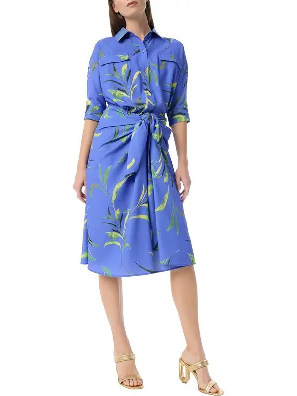 DO BY DEE OCLEPPO Bobbi Floral Shirtdress - Baja Blue- Tossed Leaves
