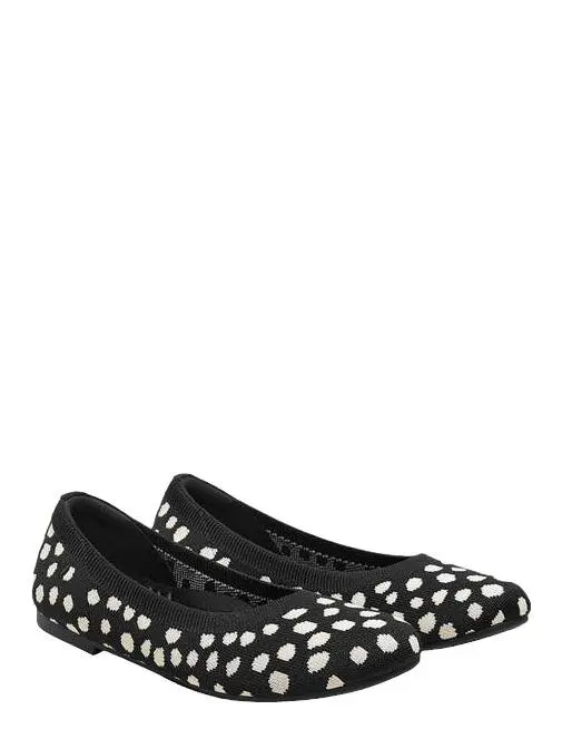 Vivaia Claire Round-toe Flats - Black Ivory Dots