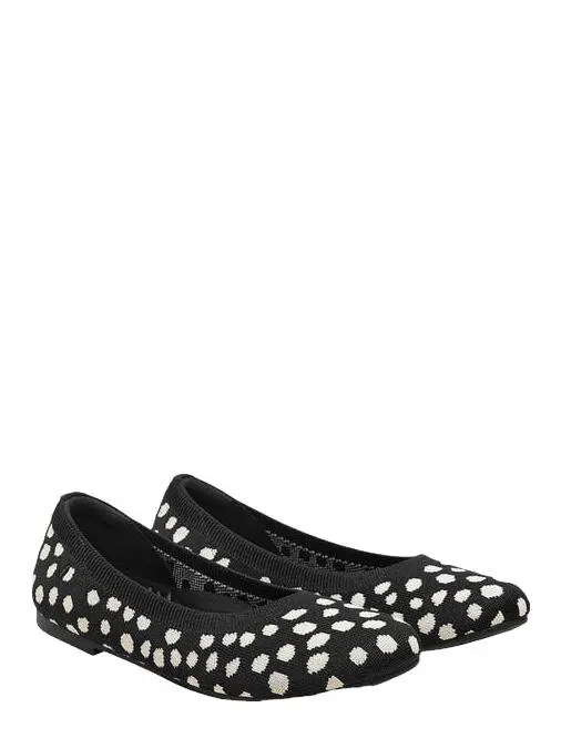 Vivaia Claire Round-toe Flats - Black Ivory Dots