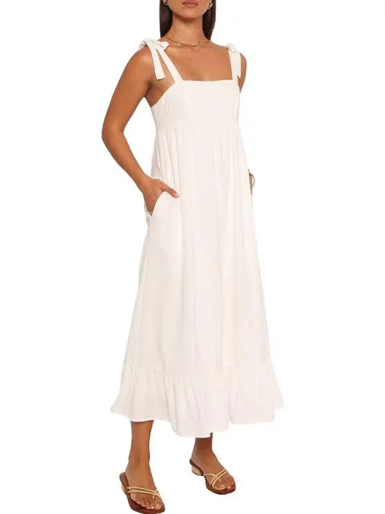 PETAL & PUP Edison Bow Strap Sundress - White