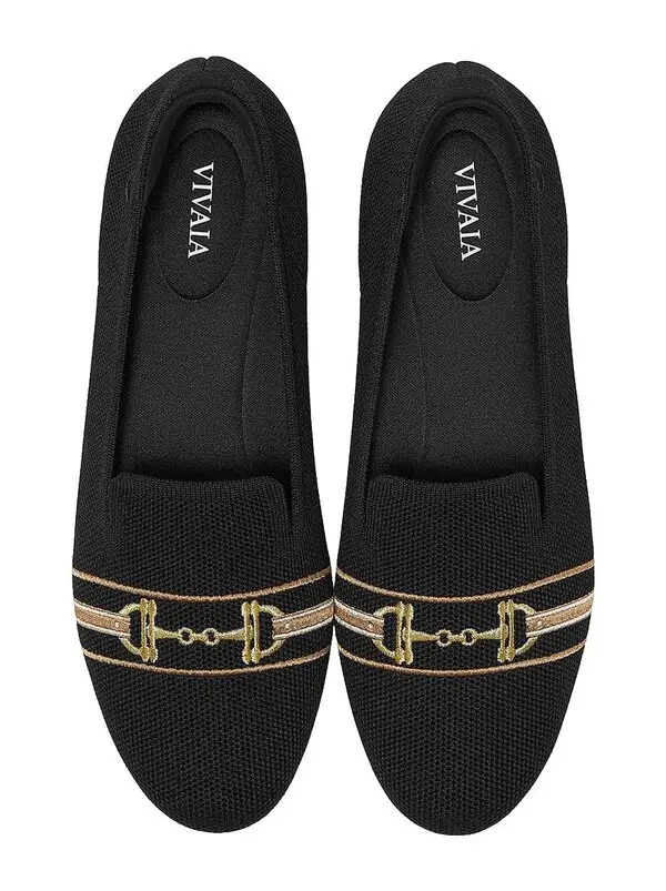 Vivaia Round-toe Embroidered Loafers - Black - Horsebit