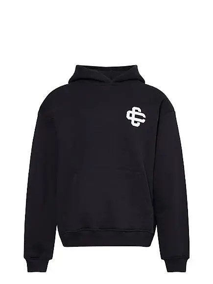 THE COUTURE CLUB Relaxed-fit Cotton Hoody With Embroidered Logo - Black