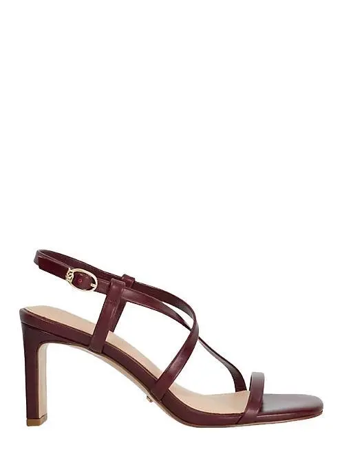DUNE Leather Heeled Sandals - Burgundy Leather