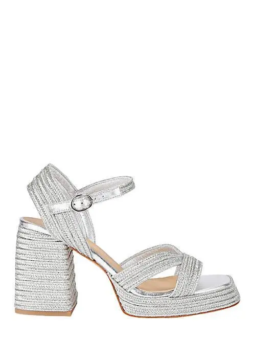 CastaÑer Valle Woven Heeled Sandals - Silver