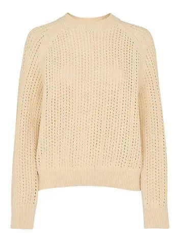 Whistles Round-neck Pointelle-knit Cotton Jumper - Cream