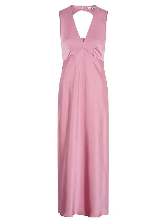OMNES Nova Tie-back Satin Maxi Dress - Pink