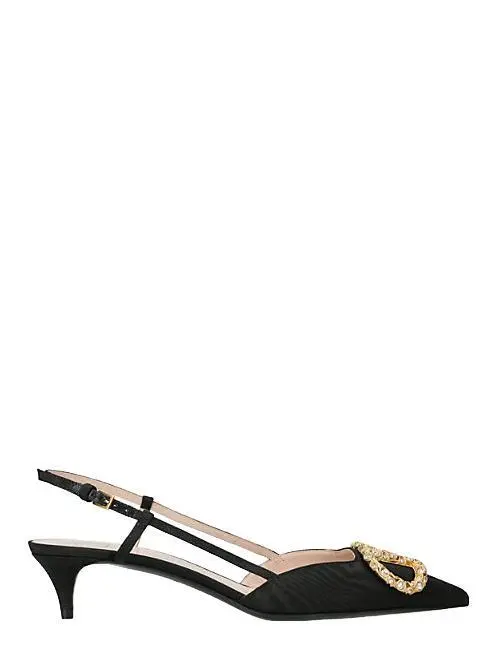 Valentino Garavani Vlogo 40 Satin Slingback Heeled Courts - Blk/other