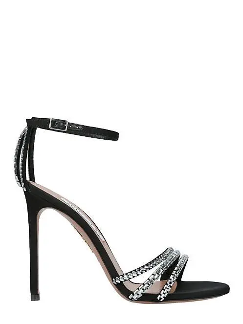 AQUAZZURA Milagros 105 Suede Heeled Sandals - Black
