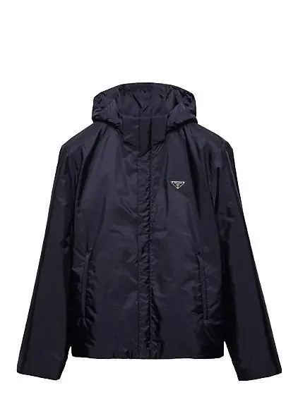 Prada Enamelled-logo Re-nylon Bomber Jacket - Blue
