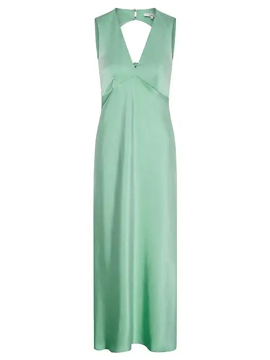 OMNES Nova Tie-back Satin Maxi Dress - Green