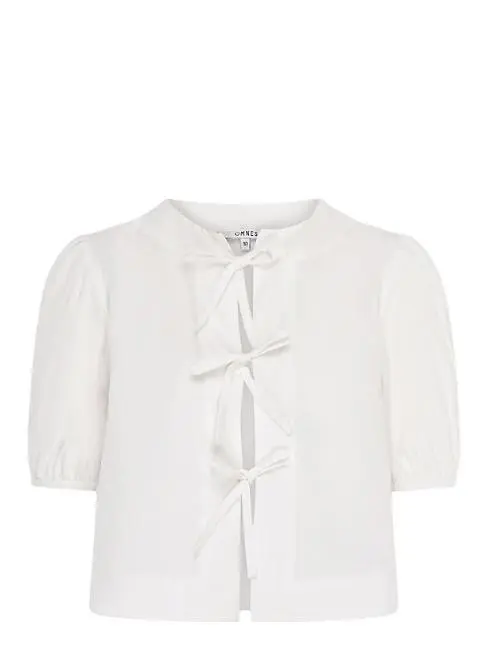 OMNES Apollo Bow-embroidered Cotton Blouse - White
