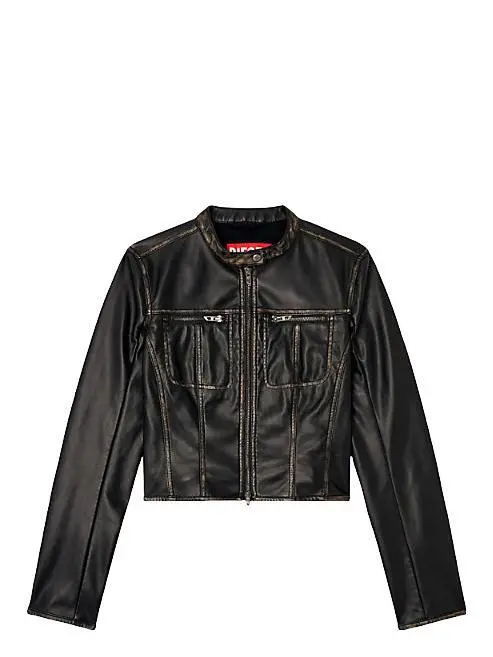 DIESEL® G-lobe Faux-leather Cropped Jacket - 900