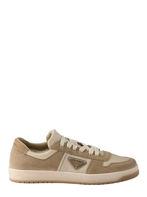 Prada Downtown Re-nylon And Suede Low-top Trainers - Neutral