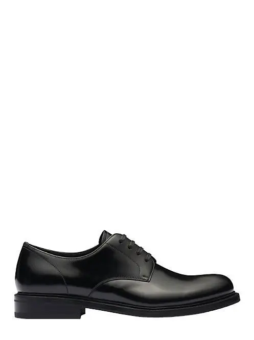 Prada Brushed Leather Lace-up Shoes - Black