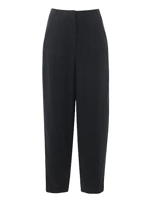 Whistles Barrel-leg High-rise Linen Trousers - Black