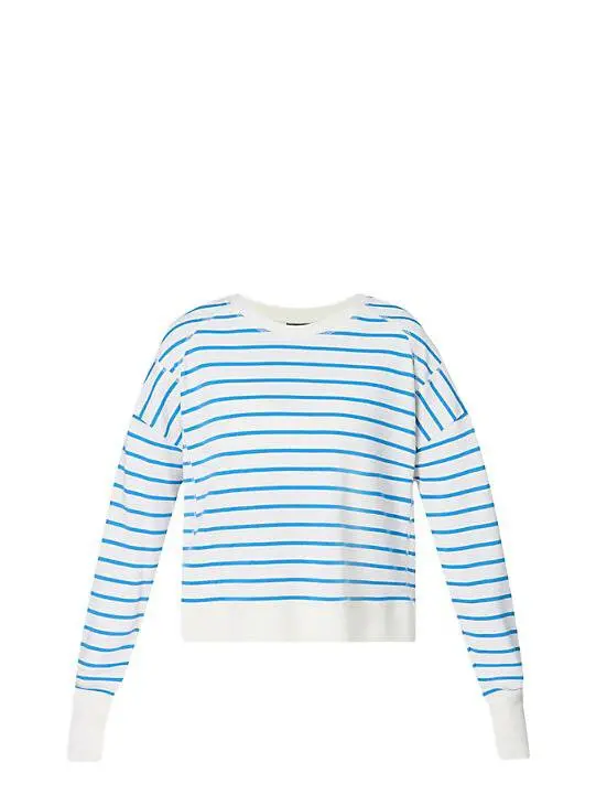 Sweaty Betty Cotton And Modal-blend Sweatshirt - Tidal Blue Stripe