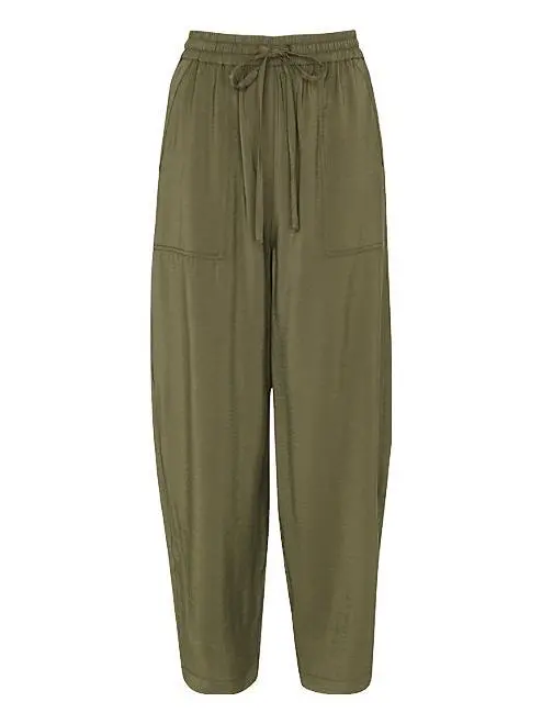 Whistles Madison Relaxed-fit Woven Trousers - Khaki/olive