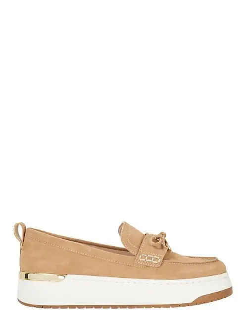 DUNE Glide Suede Flatform Loafers - Sand Suede