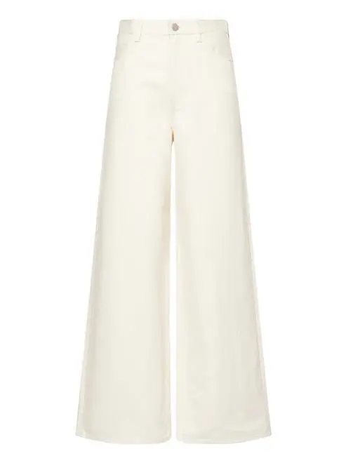 Theory Wide-leg Denim-blend Jeans - Ecru