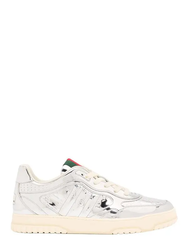 Gucci Re-web Mirror Leather Sneakers - Silver