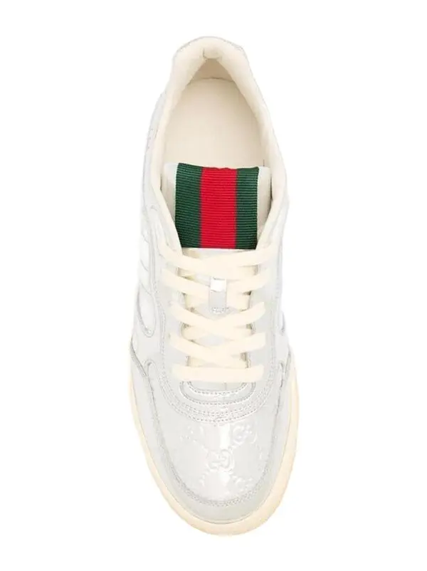 Gucci Re-web Mirror Leather Sneakers - Silver
