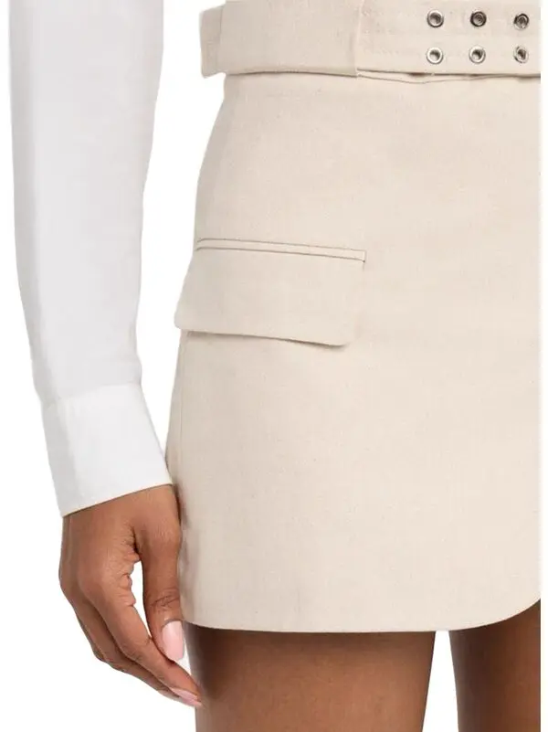 GANNI Cotton Melange Tailoring Mini Skirt - Angora