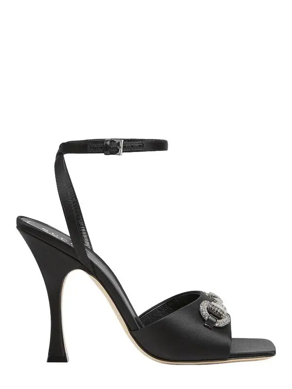 Gucci Satin Sandal With Crystal Horsebit - Black