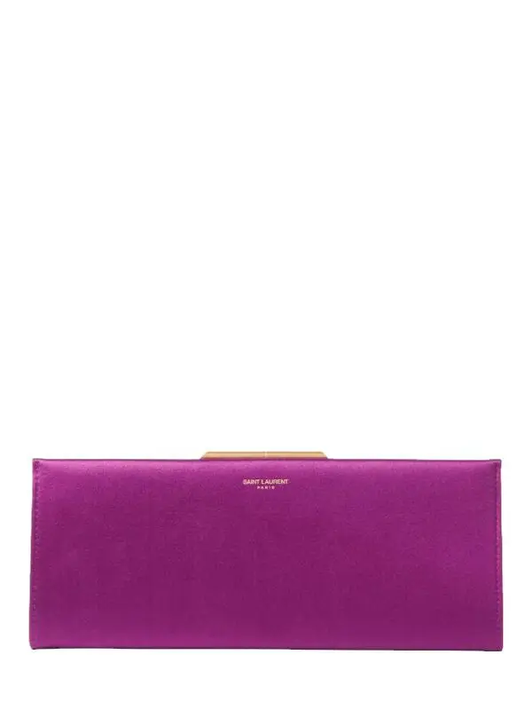 Saint Laurent Midnight Small Satin Clutch - Purple