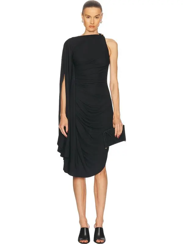Bottega Veneta Ruched Midi Dress - Black