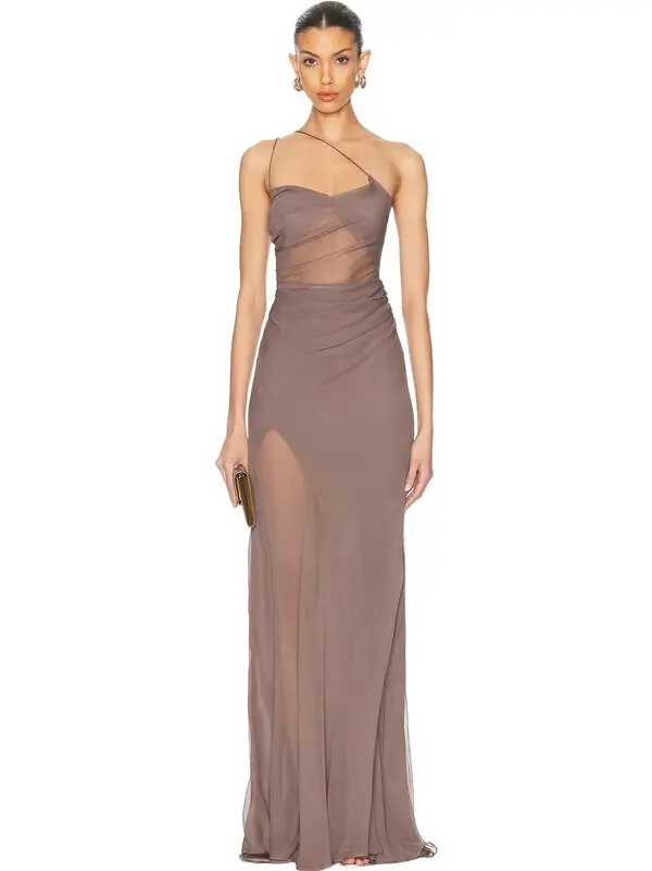 THE SEI Strappy Diaphanous Gown - Smog