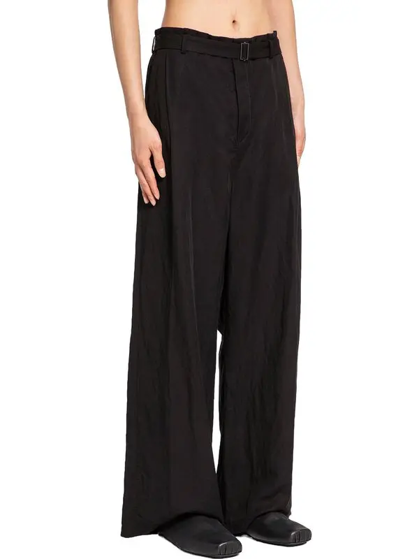 FORME D'EXPRESSION Wide Leg Plated Trousers - Black