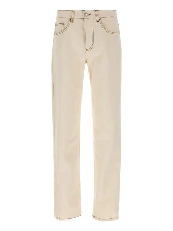 Ami Garment-dyed Cotton Denim Jeans - Beige