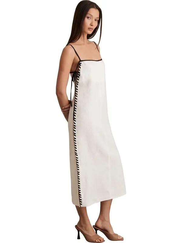 REISS Dakota Linen Midi Dress - Ivory