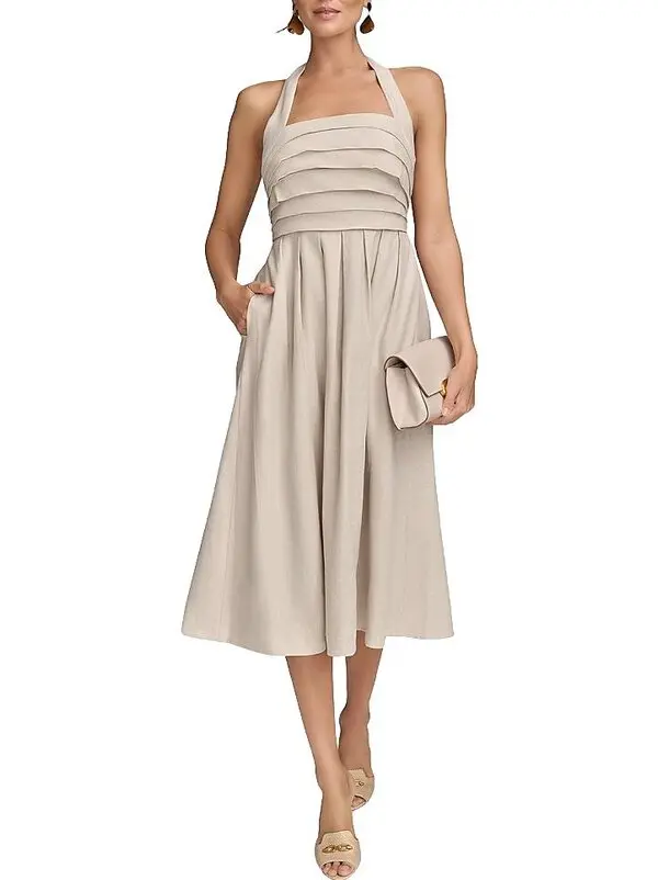 Donna Karan New York Halterneck Midi Dress - Natural