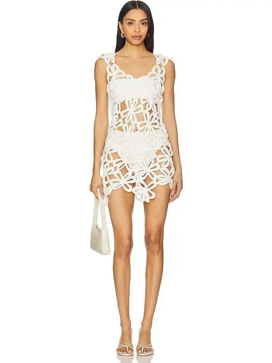 Tularosa Viona Crochet Mini Dress - White