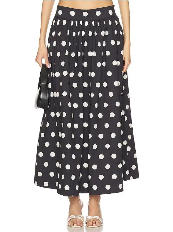 LOVERS AND FRIENDS Midi Skirt With Polka Dot Print - Black Polka Dot